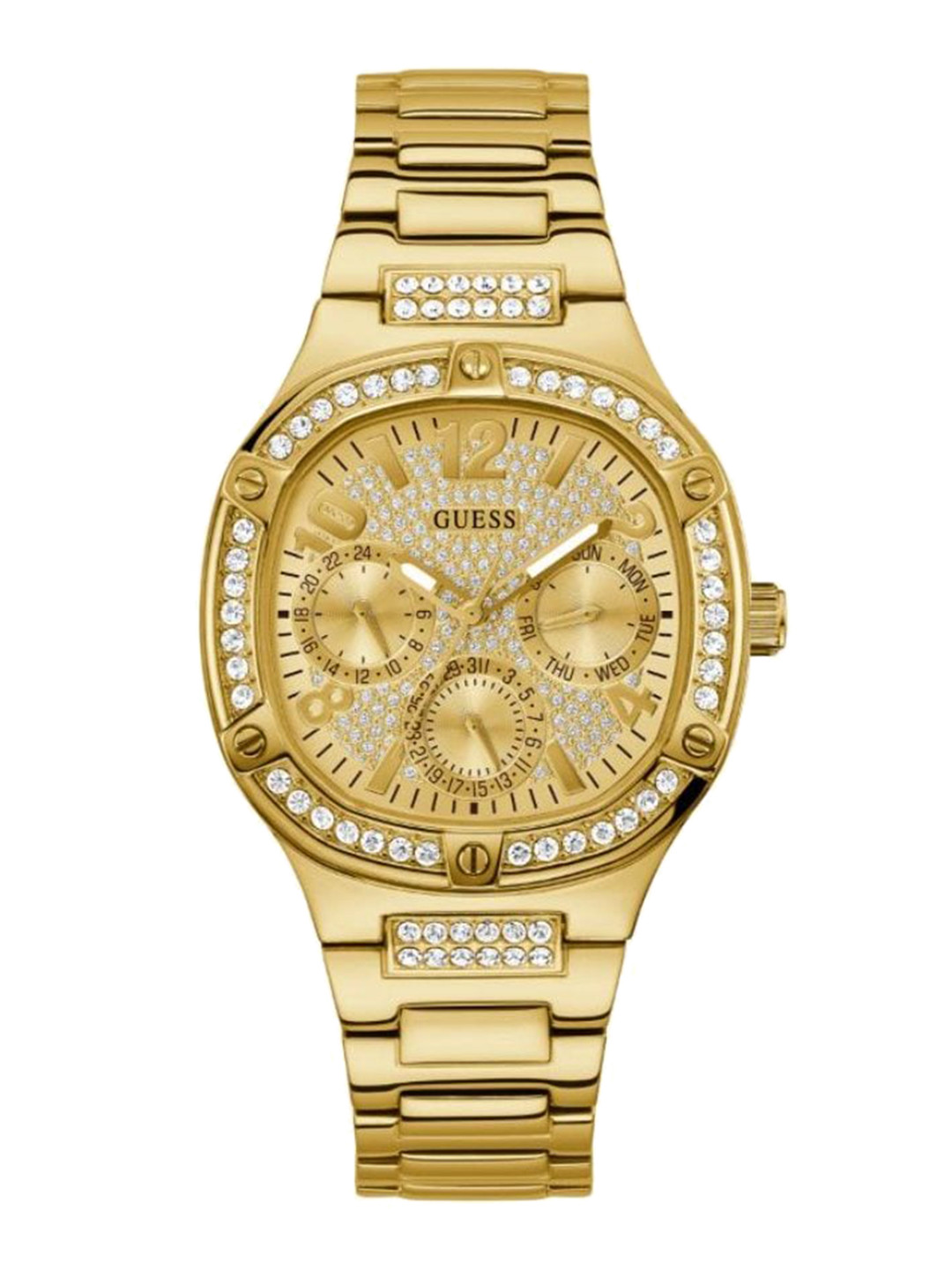 Buy GUESS Women Gold Toned Embellished Dial & Gold Toned Stainless ...