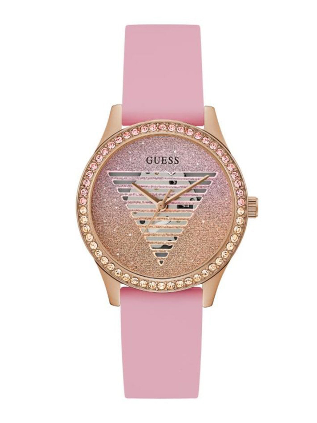 Buy GUESS Women Pink Embellished Dial & Pink Straps Analogue Watch ...