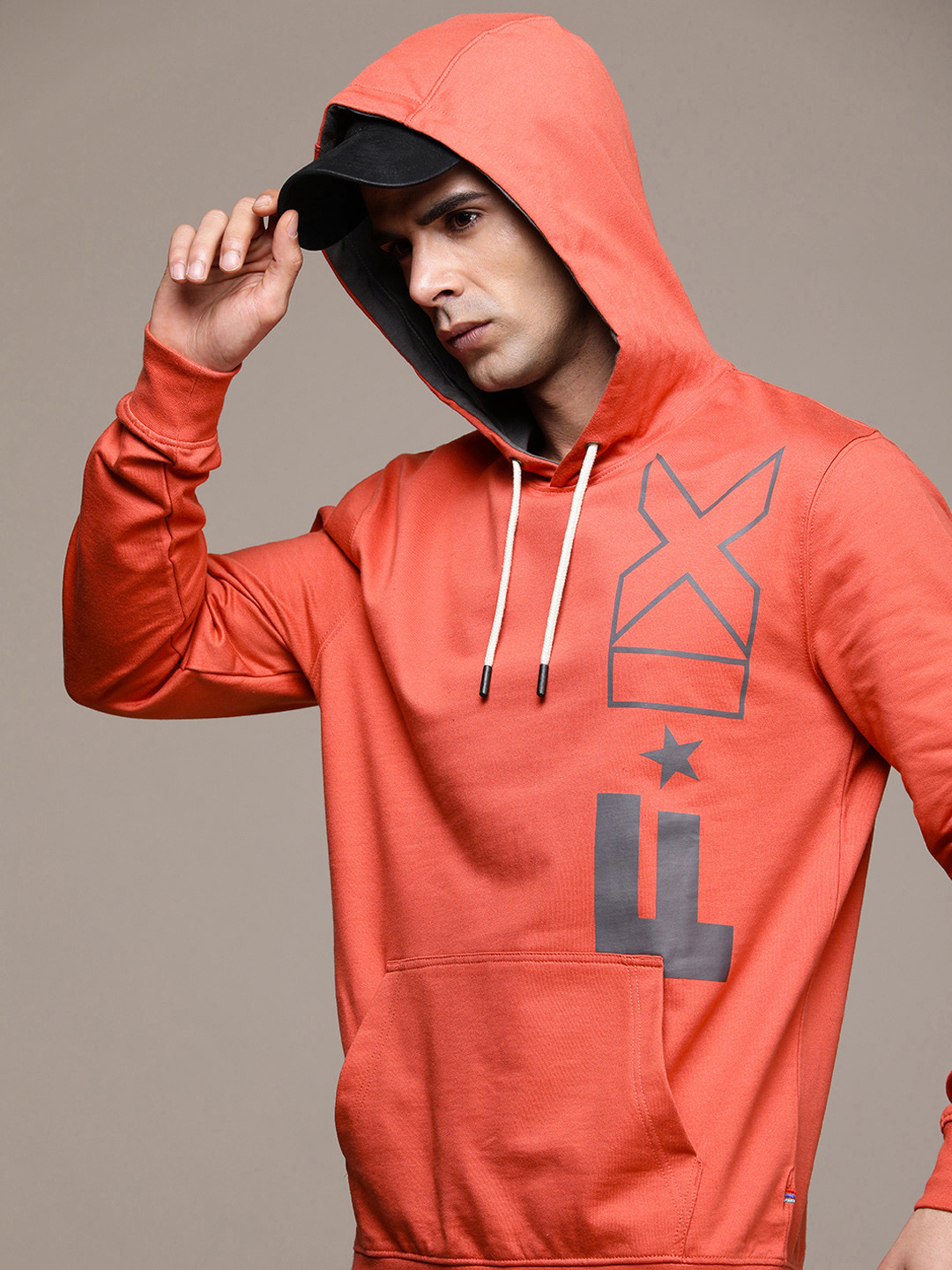 Buy FORCE IX Pure Cotton Brand Logo Printed Hooded Sweatshirt ...