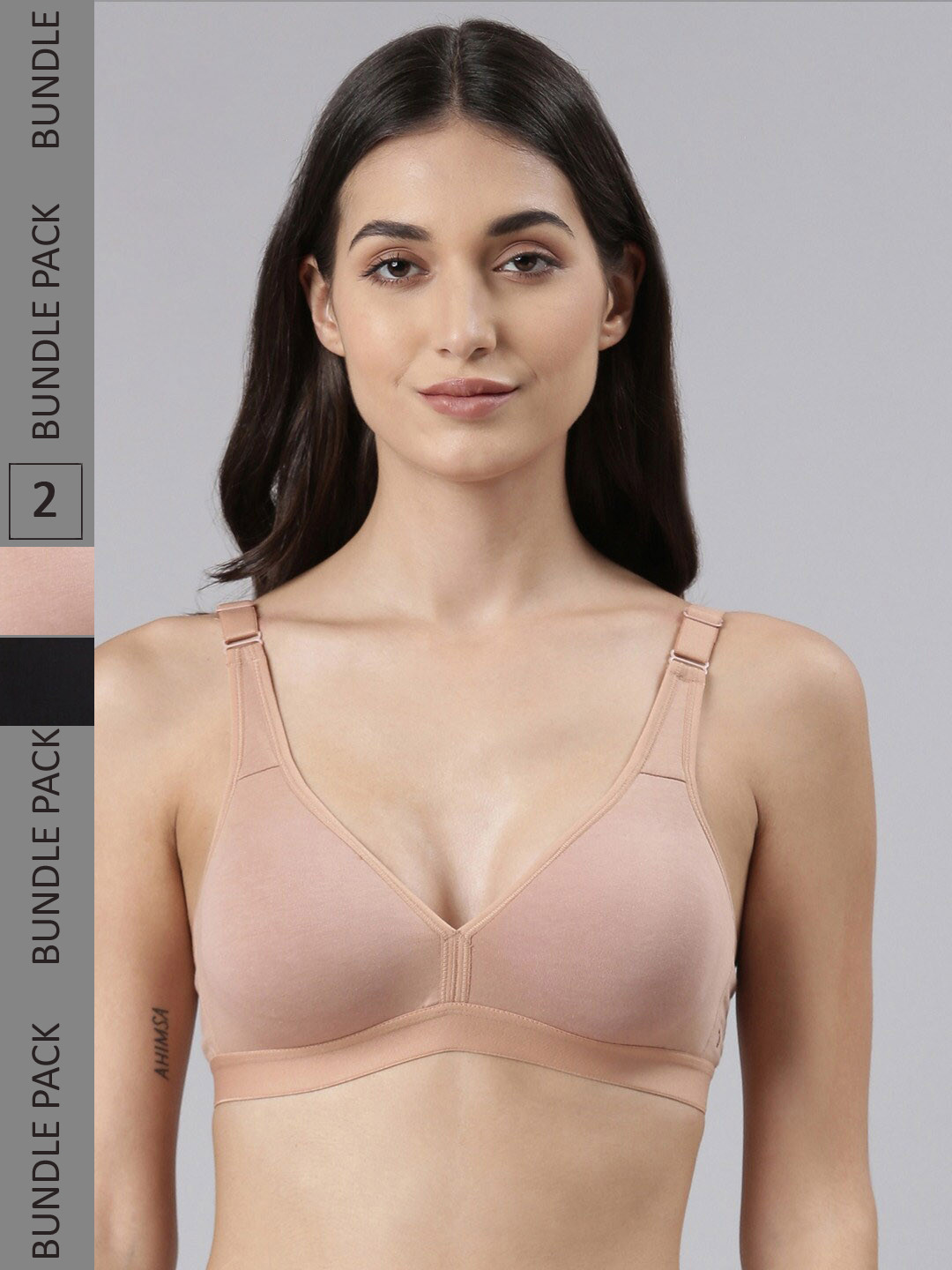 Buy Dollar Missy Pack Of 2 Combed Cotton With Stretchy Elastane Wire Free Basic Support Bra ...