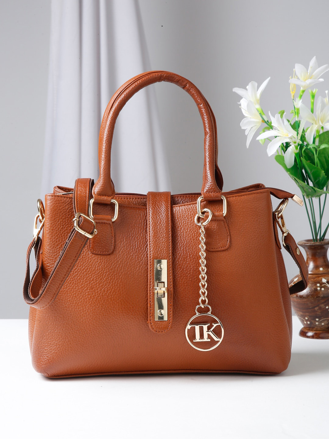 Buy Teakwood Leathers Leather Structured Handheld Bag - Handbags for ...