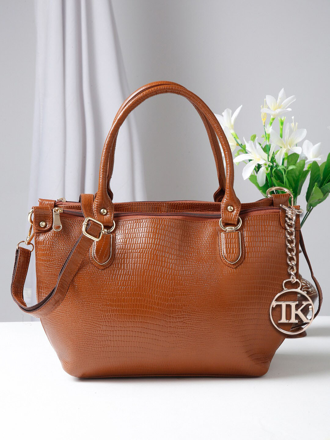 Buy Teakwood Leathers Textured Leather Structured Handheld Bag ...