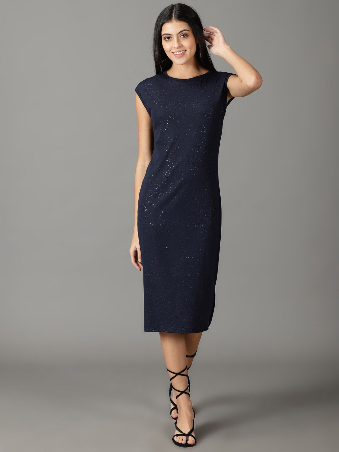 Buy SHOWOFF Round Neck Cap Sleeves Sheath Dress - Dresses for Women ...