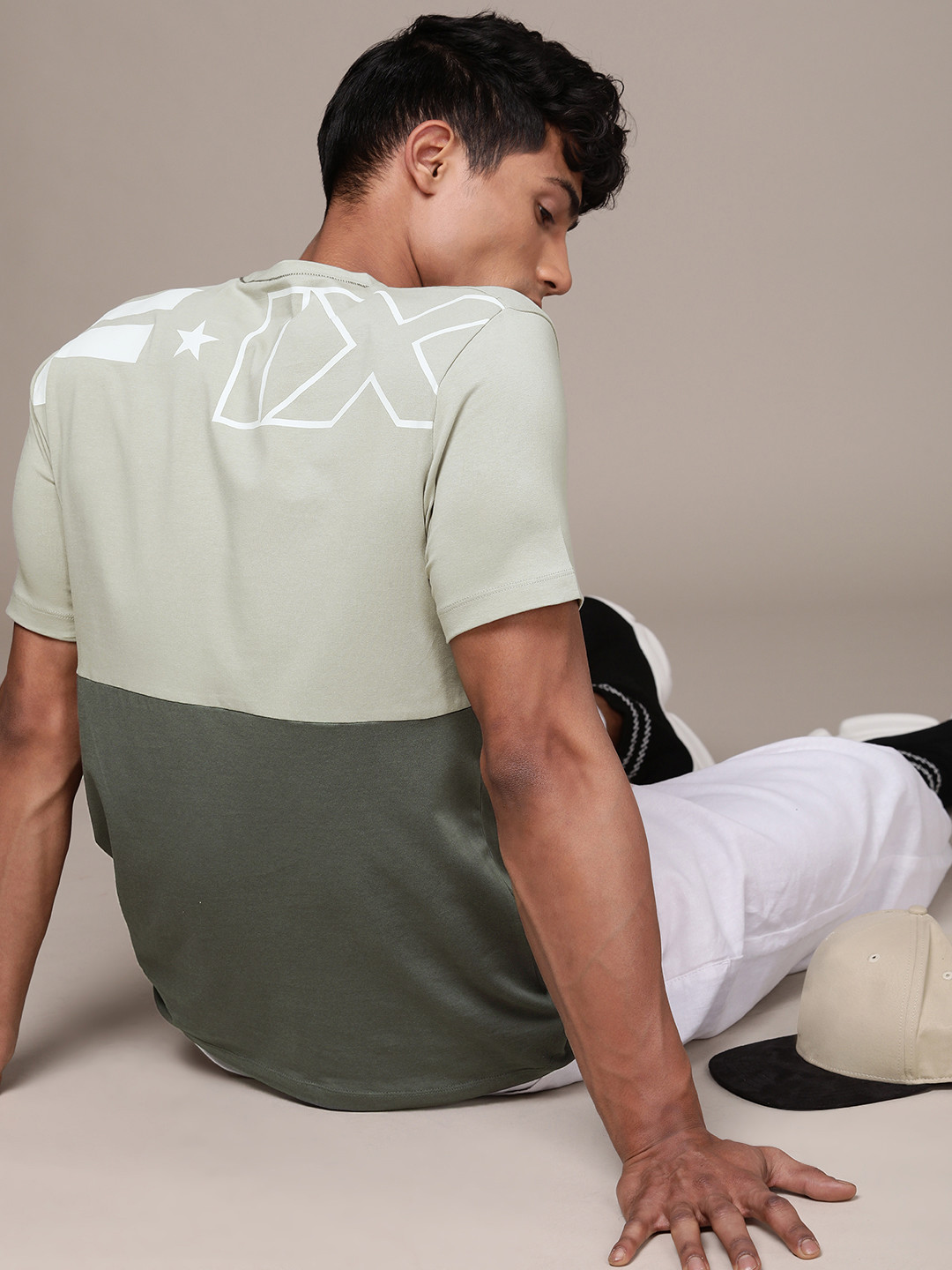 Buy FORCE IX Men Colourblocked Typography Detail Applique T Shirt ...