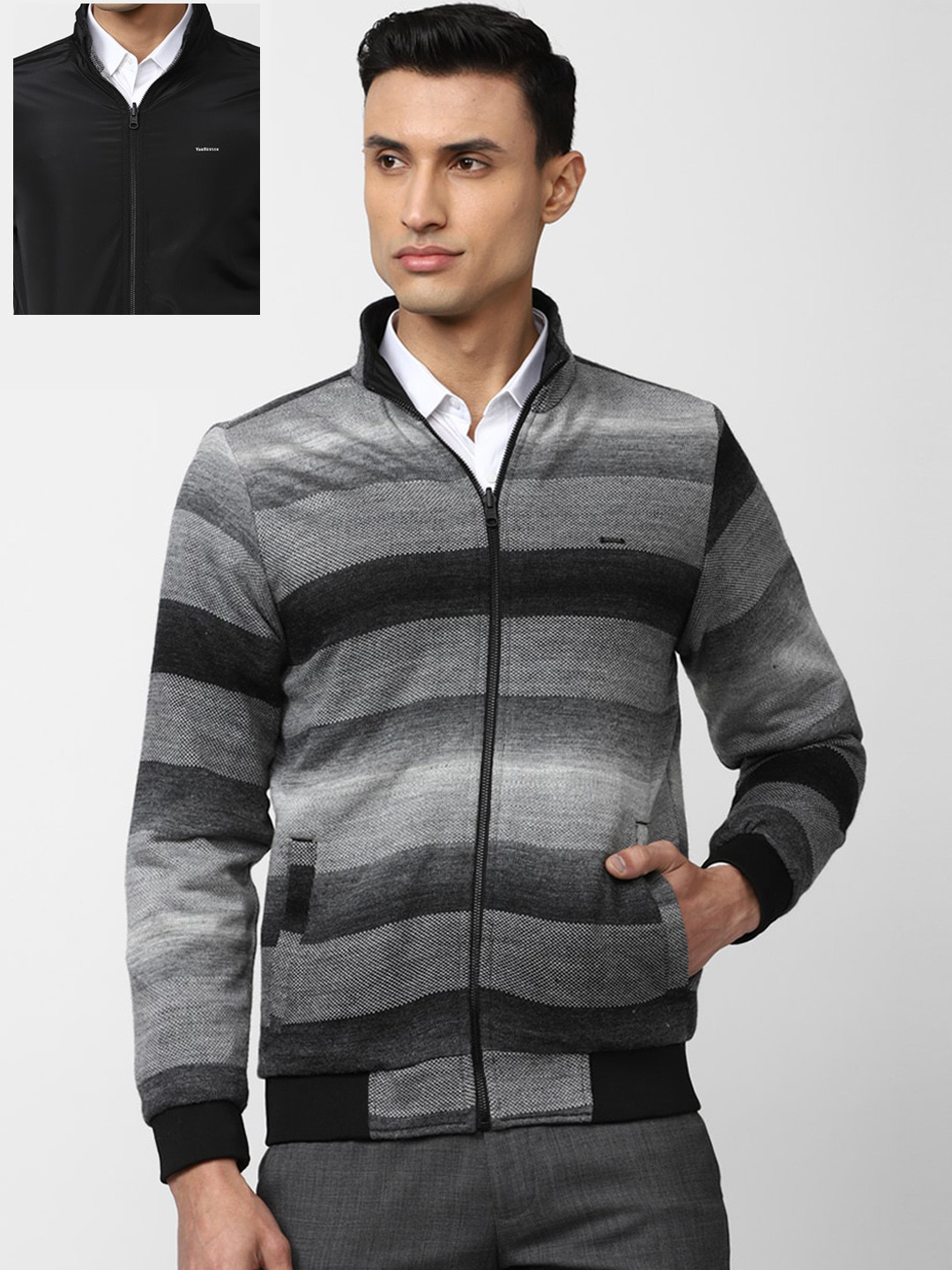 Buy Van Heusen Men Striped Reversible Bomber Jacket - Jackets for Men ...