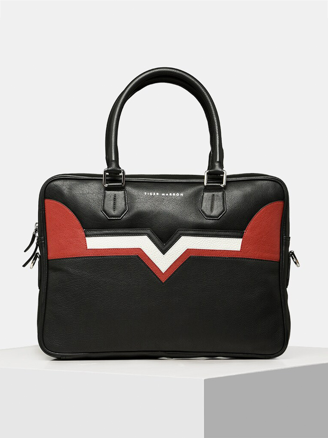 Buy TIGER MARRON Colourblocked Leather Laptop Bag - Laptop Bag for ...