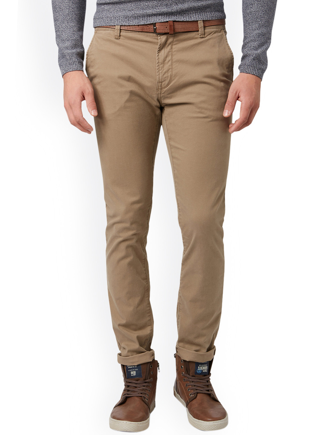 Buy Tom Tailor Men Brown Slim Fit Solid Chinos - Trousers for Men ...