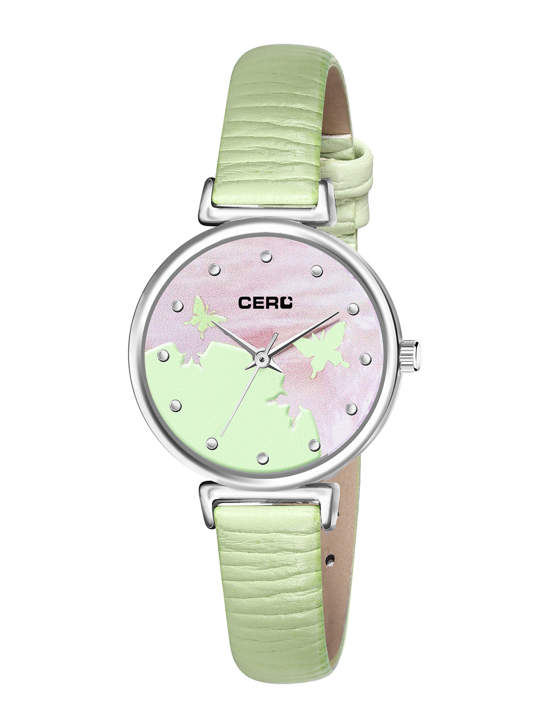 Buy CERO Women Brass Mother Of Pearl Dial & Green Straps Analogue Watch ...