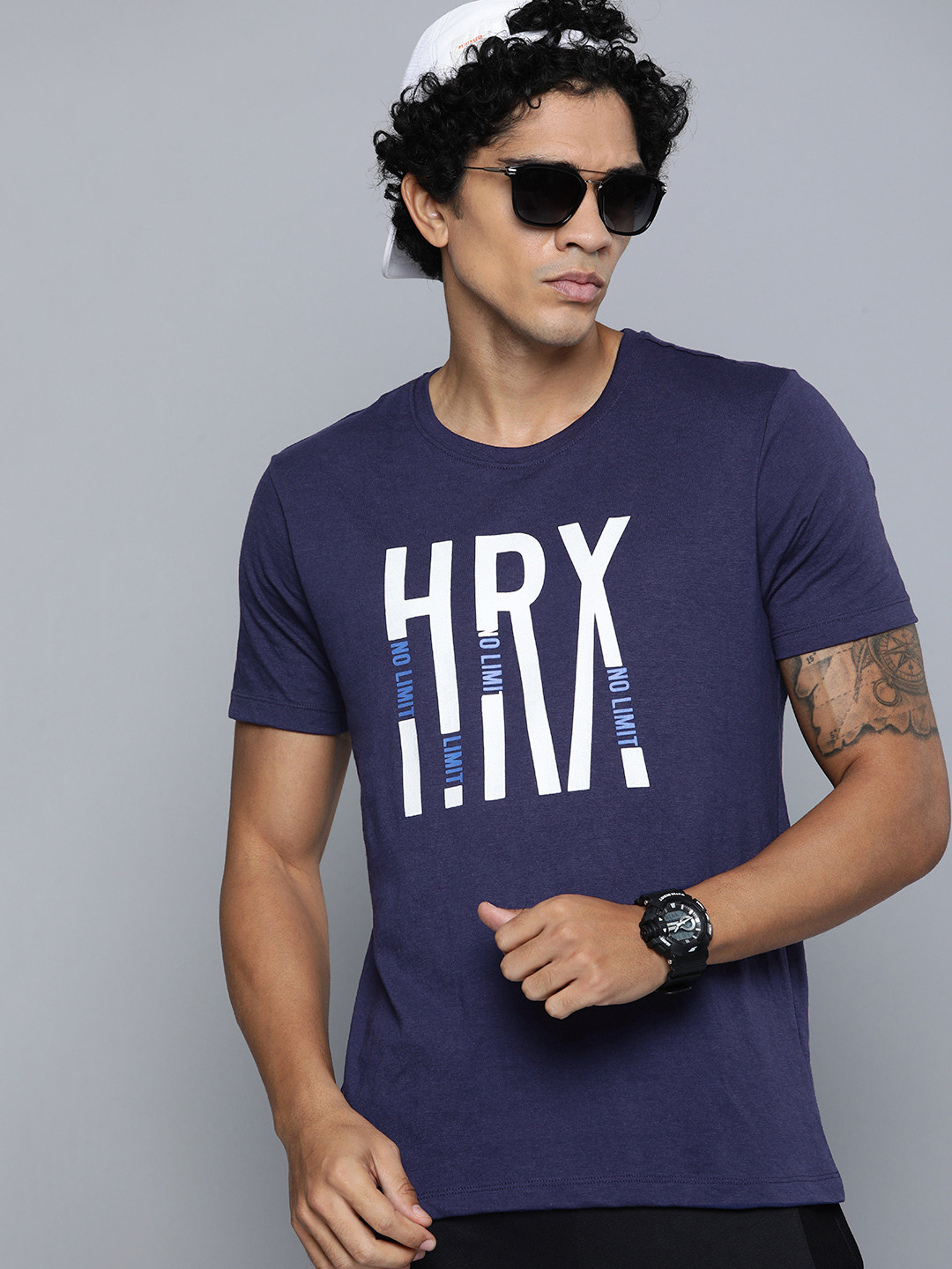 Buy HRX By Hrithik Roshan Men Brand Logo Printed T Shirt - Tshirts for ...