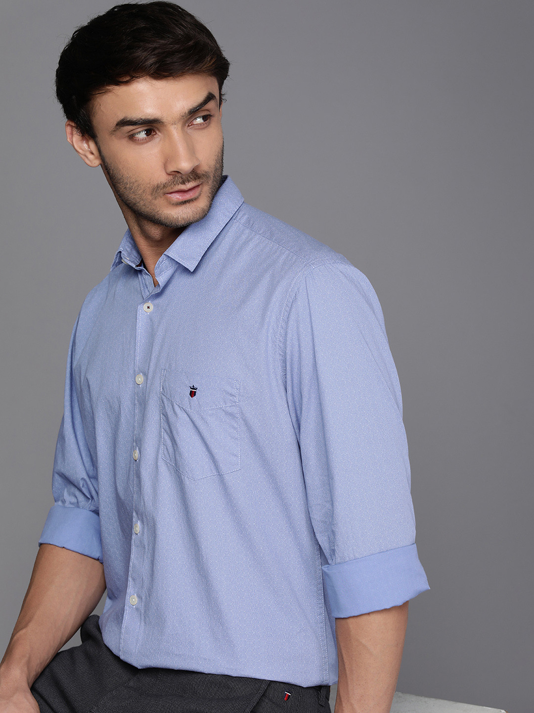 Buy Louis Philippe Sport Men Slim Fit Micro Ditsy Geometric Printed ...