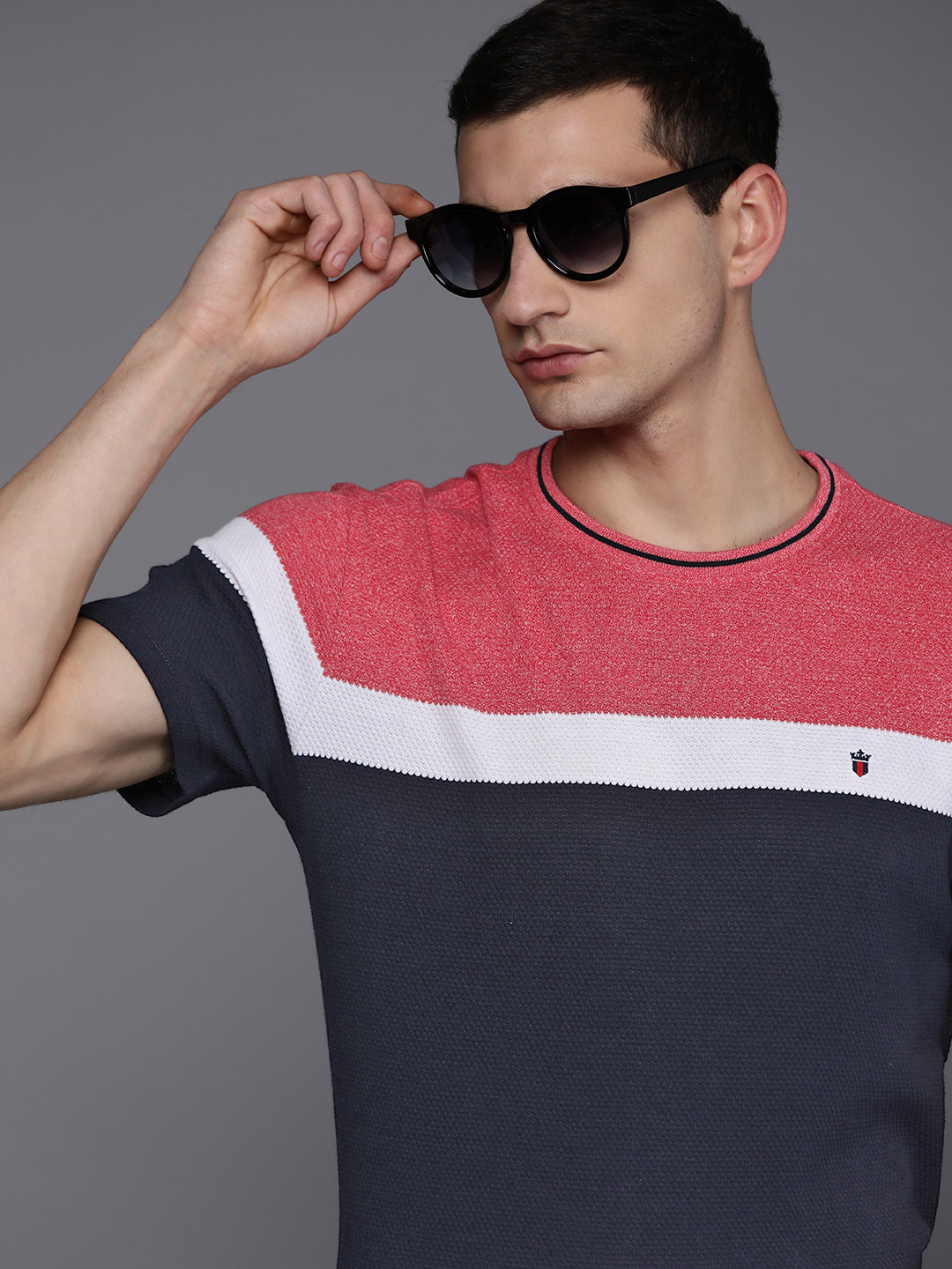 Buy Louis Philippe Sport Slim Fit Colourblocked Textured Effect T Shirt ...