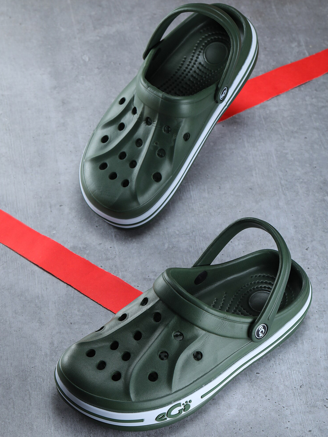 Buy Ego Men Olive Green & White Clogs Sandals - Sandals for Men ...