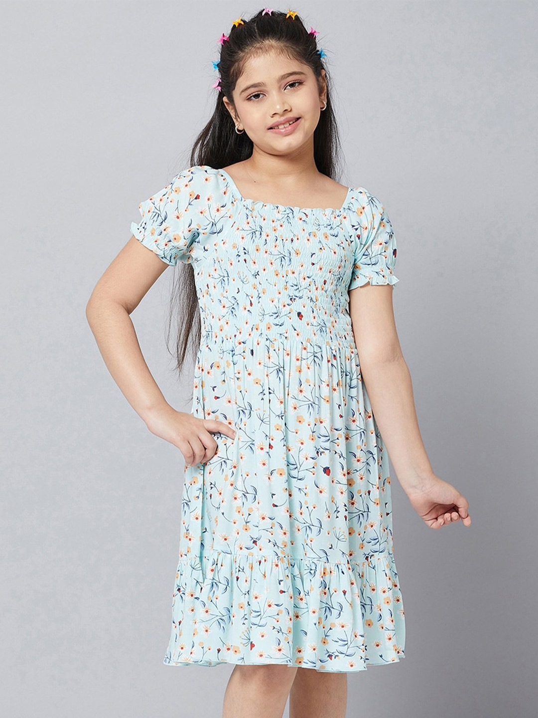 Buy Stylo Bug Girls Floral Printed A Line Pure Cotton Dress - Dresses ...