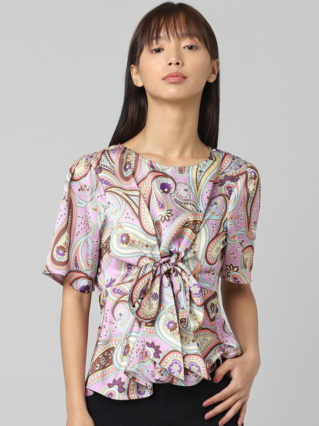 Buy ONLY Printed Cinched Waist Top - Tops for Women 21476704 | Myntra