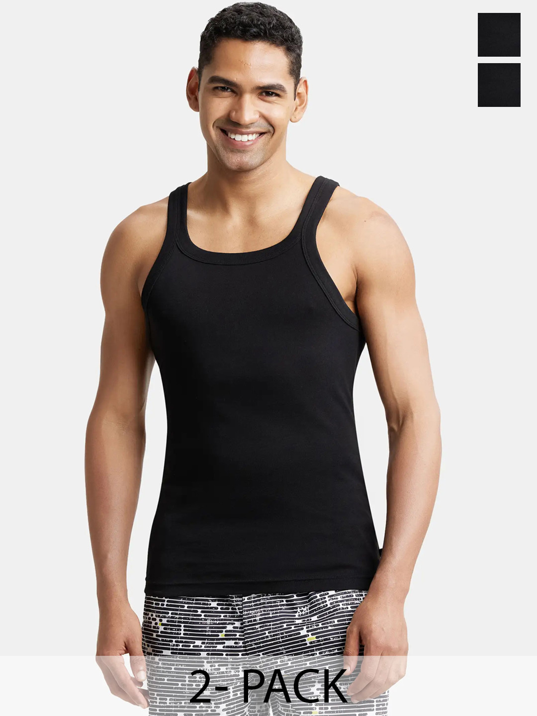 Buy Jockey Pack Of 2 Super Combed Cotton Rib Square Neck Gym Vest US26 ...