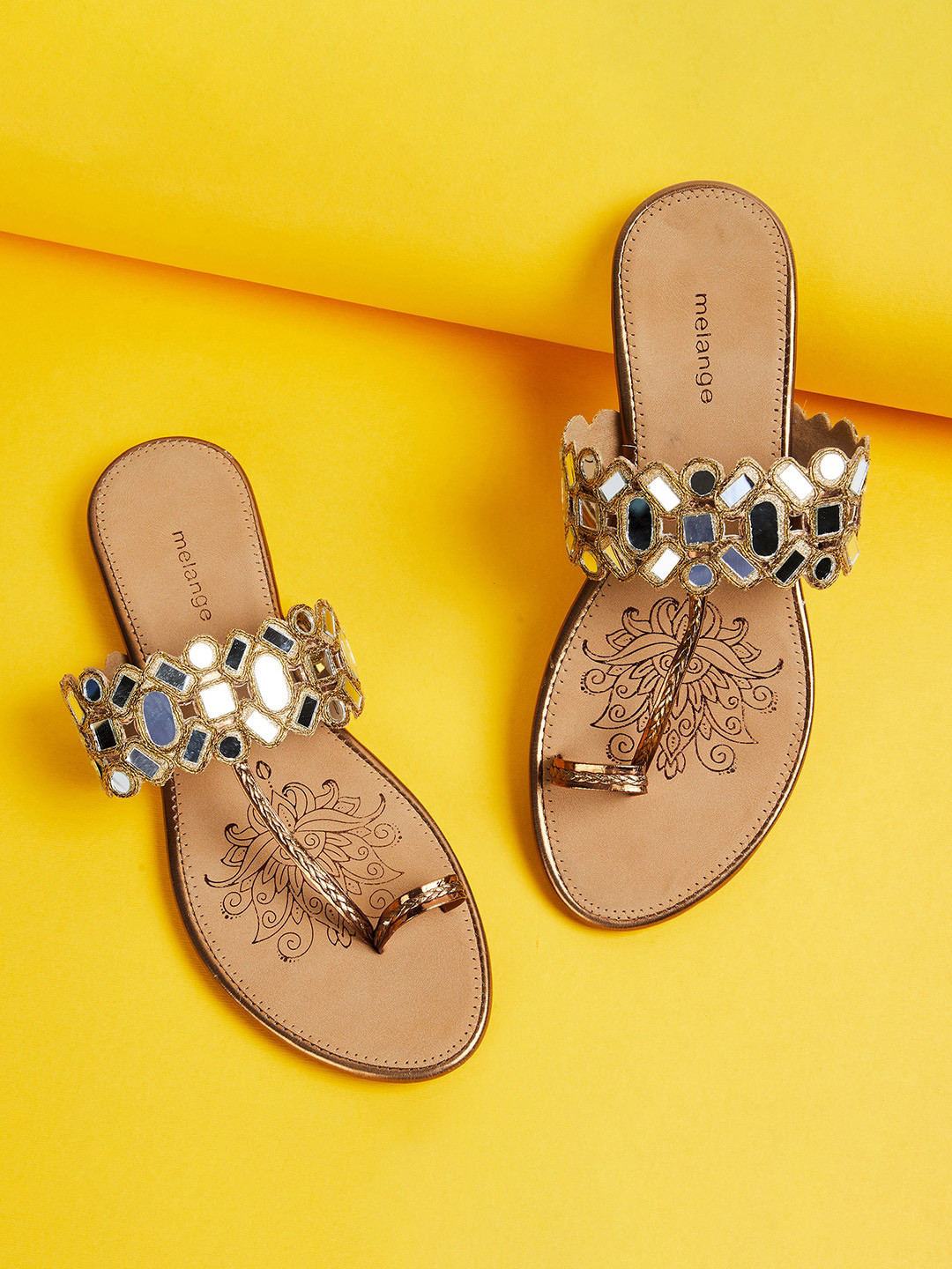 Buy Melange By Lifestyle Women Textured Ethnic One Toe Flats - Flats ...