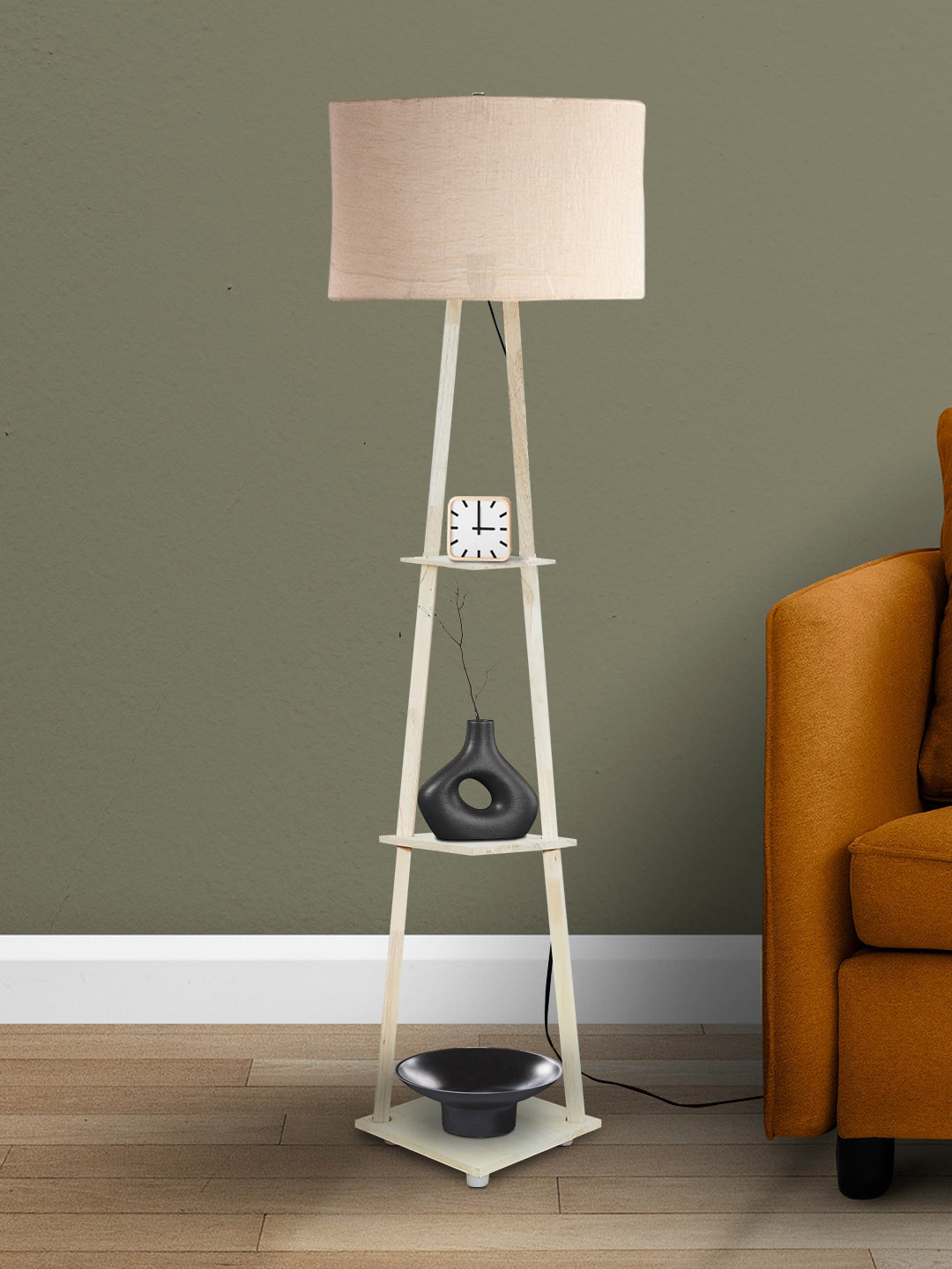 Buy SANDED EDGE Cream & Beige Textured 3 Tier Floor Lamp - Floor Lamps ...