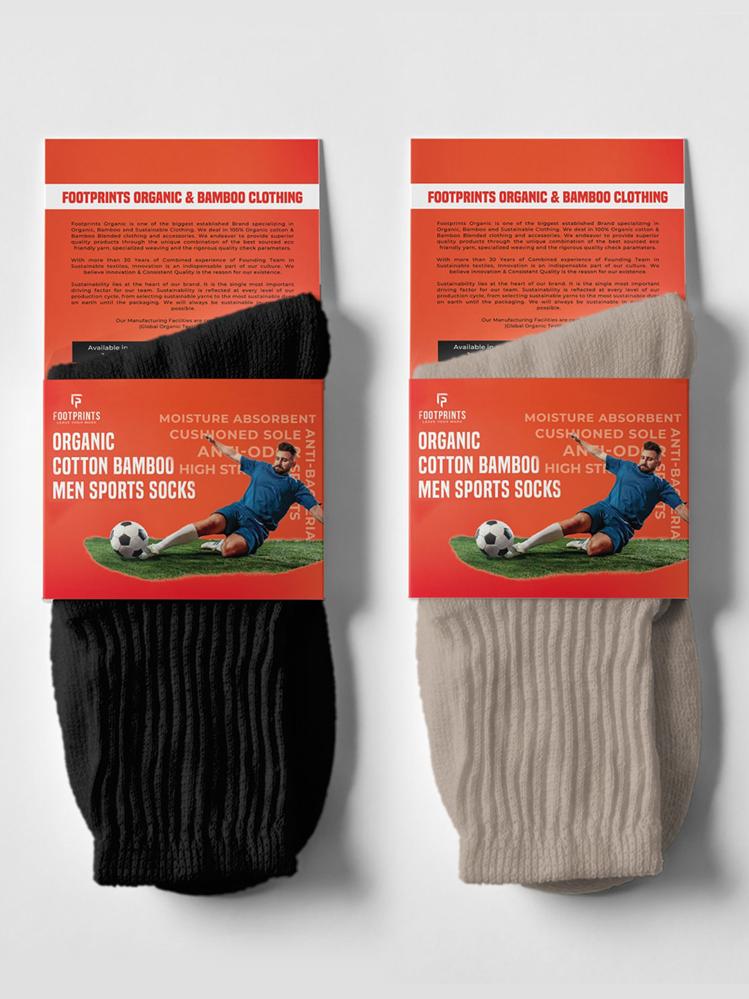 Buy FOOTPRINT Men 2 Pairs Anti Odour Organic Cotton Calf Length Solid ...