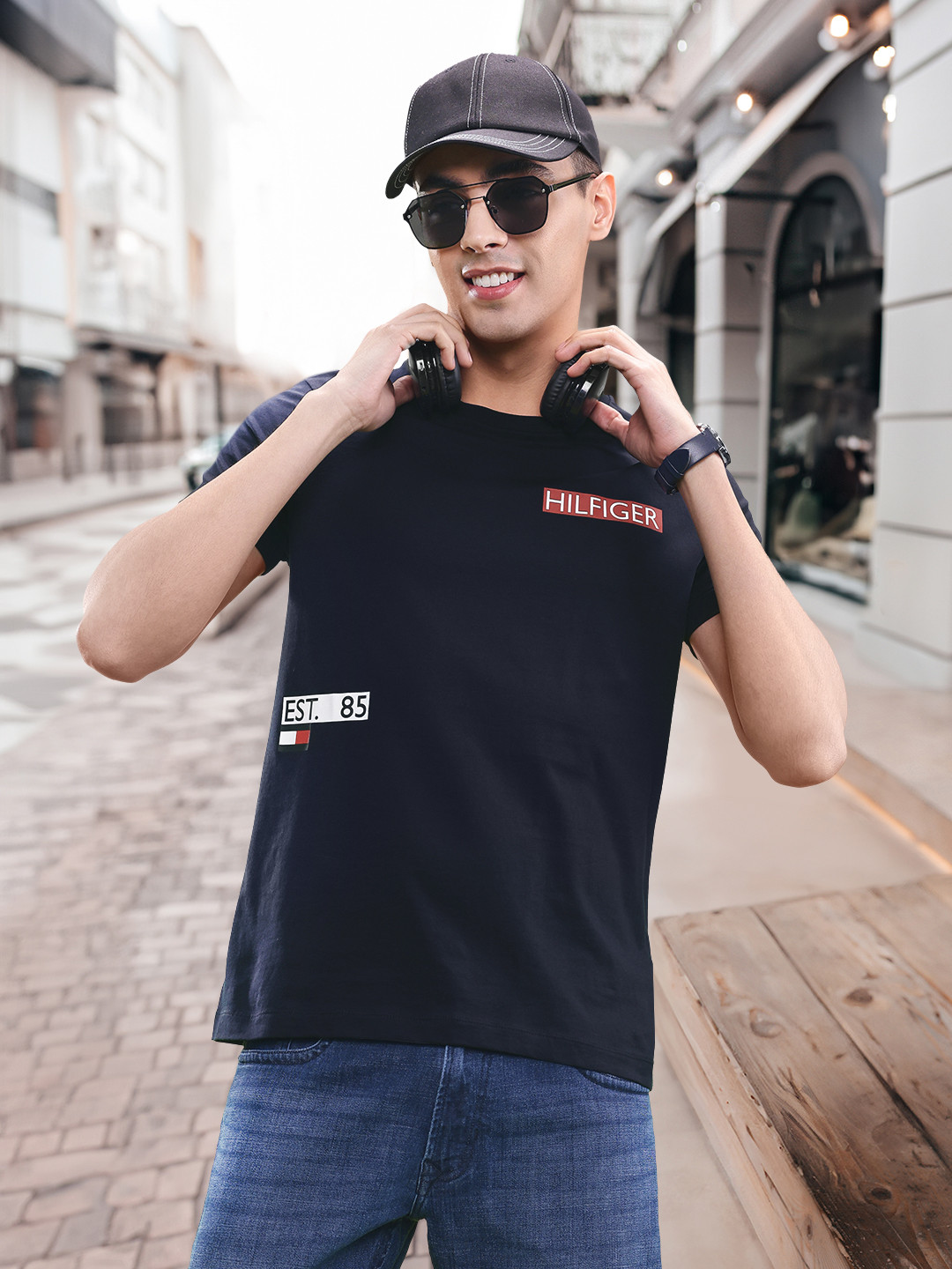 Buy Tommy Hilfiger Men Brand Logo Placement Print Organic Cotton Slim ...