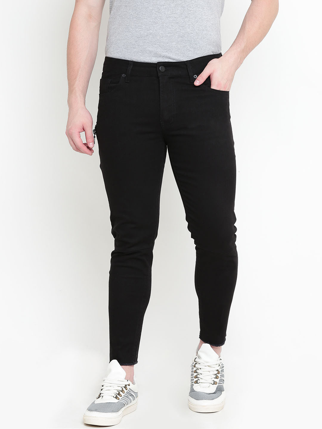 Buy FOREVER 21 Men Black Regular Fit Solid Trousers - Trousers for Men ...