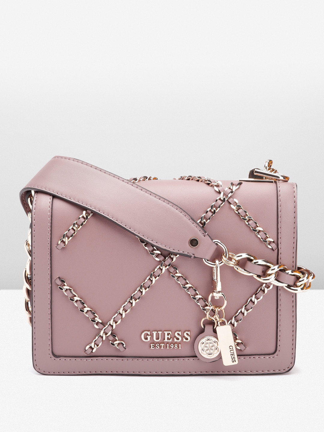 Buy GUESS Chain Embellished Structured Sling Bag - Handbags for Women ...