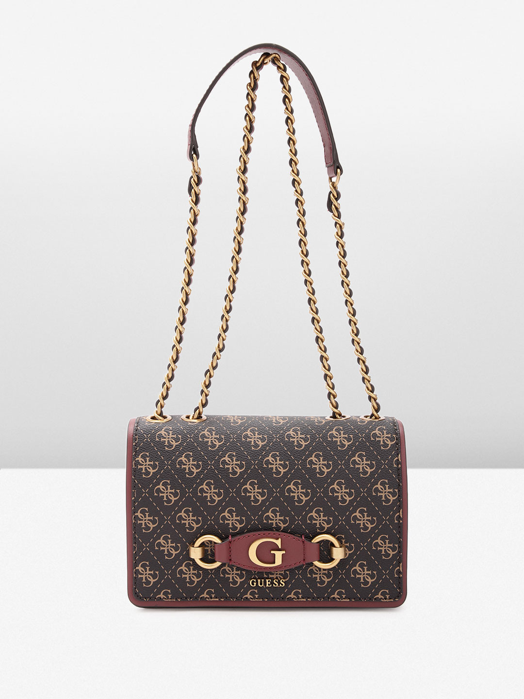 Buy GUESS Brand Logo Printed Structured Shoulder Bag - Handbags for ...