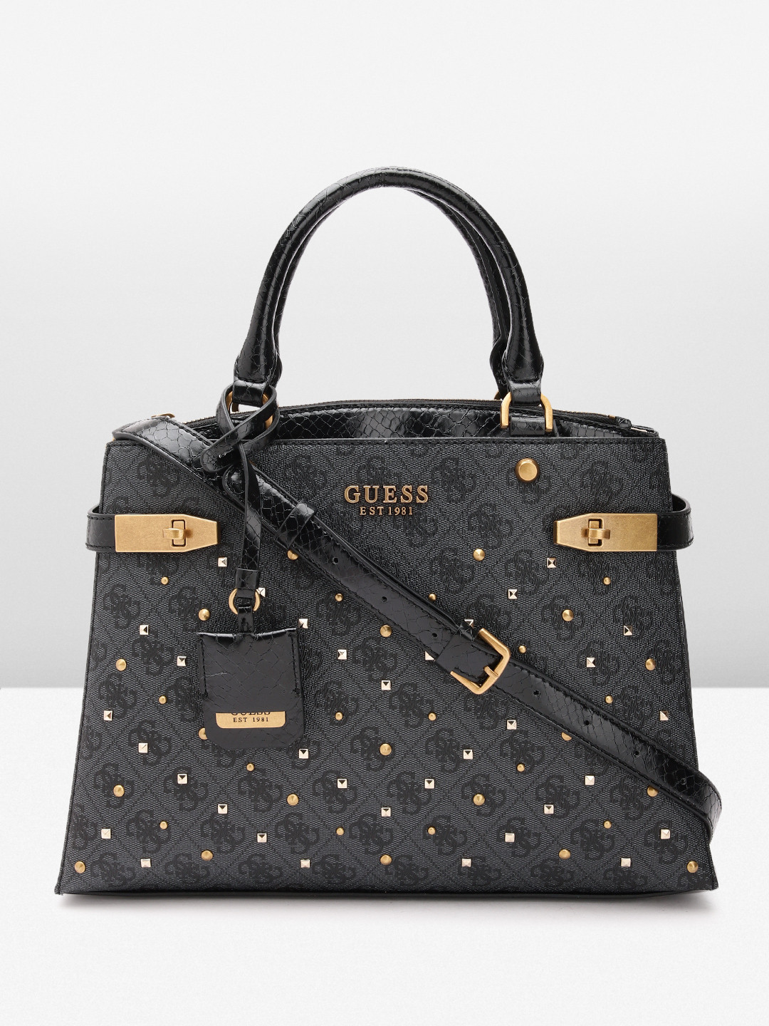 Buy GUESS Brand Logo Printed Structured Handheld Bag - Handbags for ...