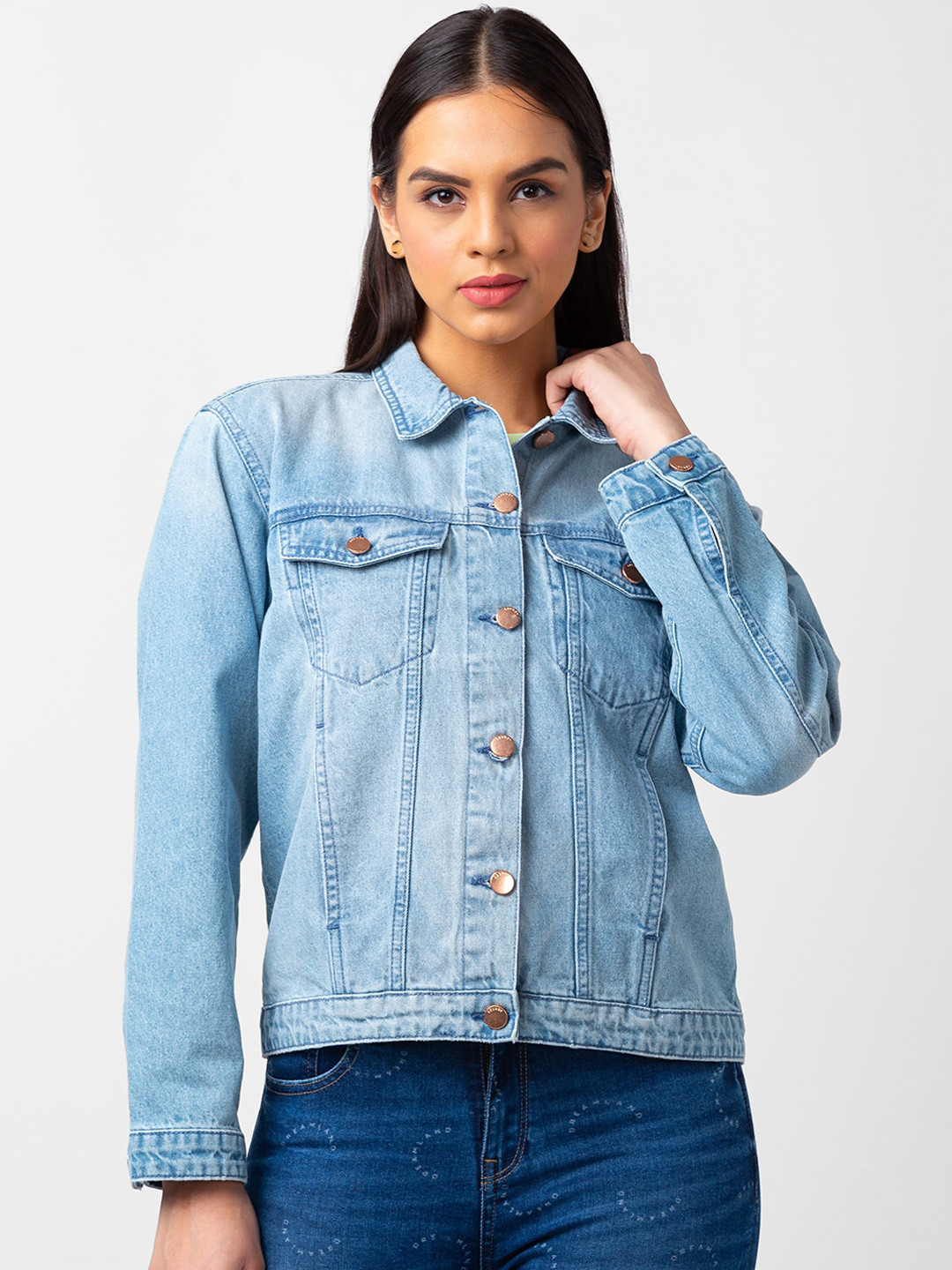 Buy SPYKAR Women Washed Denim Jacket - Jackets for Women 21500282 | Myntra