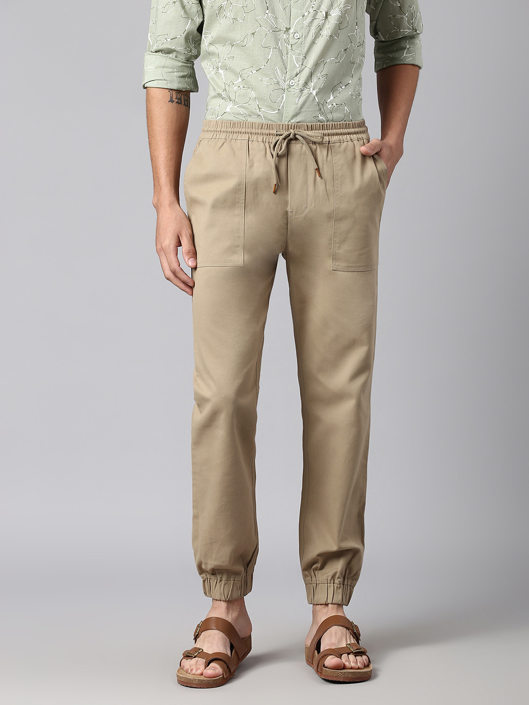 Buy Hubberholme Men Cotton Smart Slim Fit Easy Wash Joggers - Trousers ...