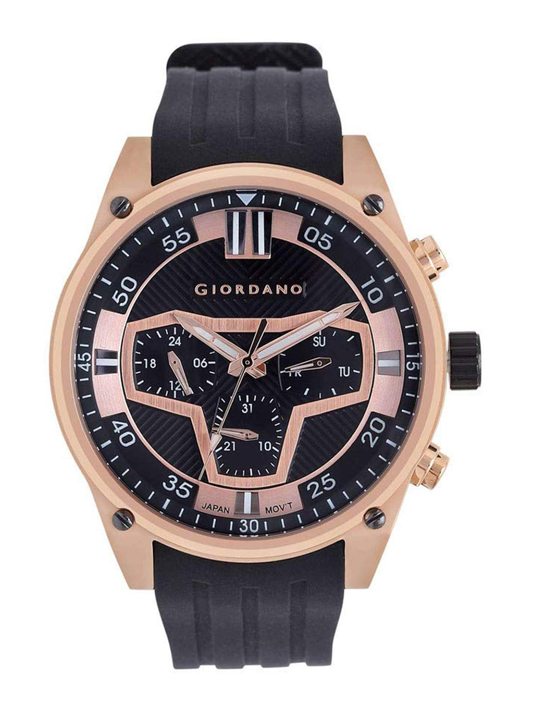 Buy GIORDANO Men Black Embellished Dial & Black Straps Analogue Watch ...