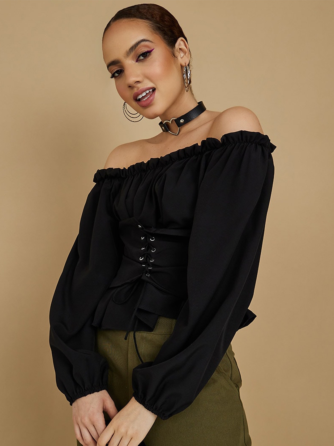 Buy Styli Off Shoulder Bardot Top - Tops for Women 21501494 | Myntra