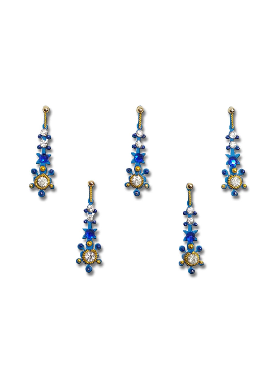 Buy Comet Busters 5 Pcs Stone Studded Reusable Bindi Blue - Bindi for ...