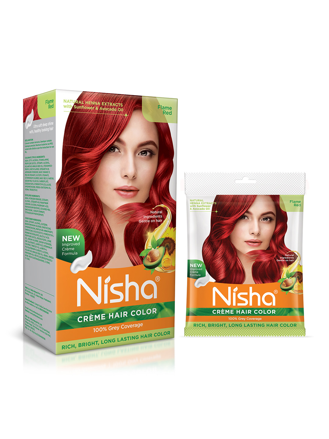 Buy Nisha Creme Long Lasting Hair Colouring Combo Pack Flame Red 160 Gm ...