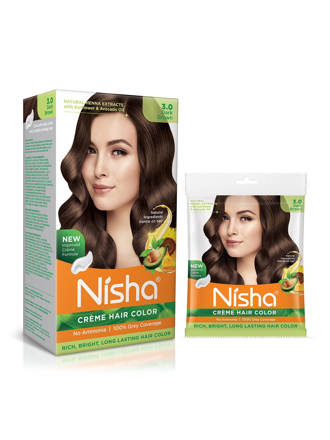 Buy Nisha Creme Long Lasting Hair Colouring Combo Pack Dark Brown 160 ...