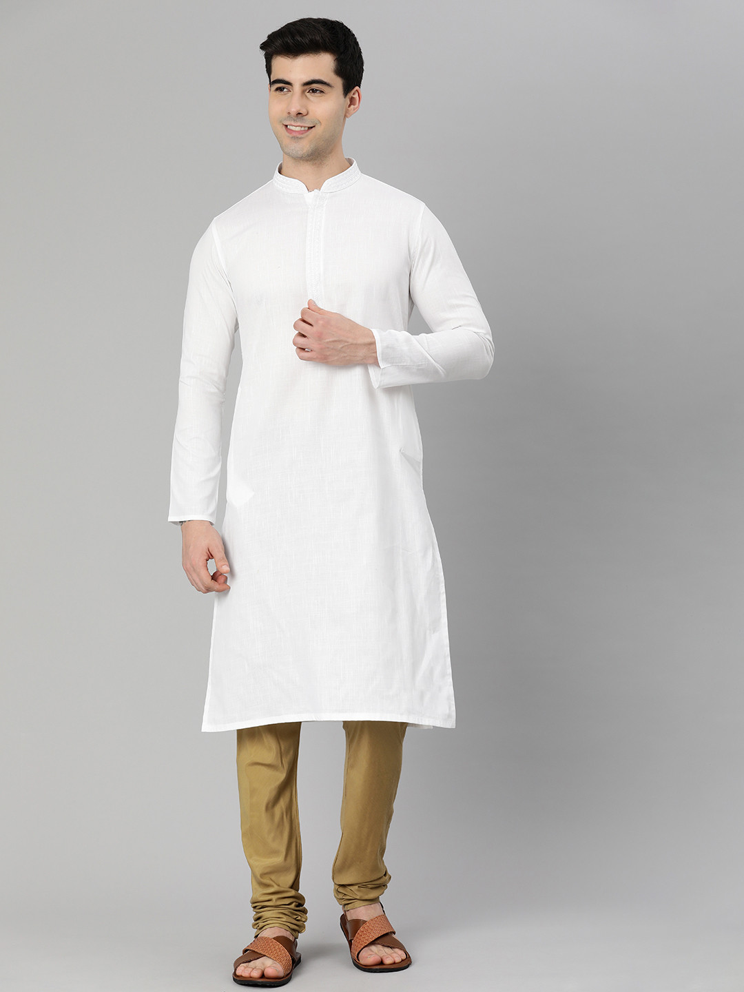 Buy Manthan Men Solid Straight Kurta - Kurtas for Men 21511182 | Myntra