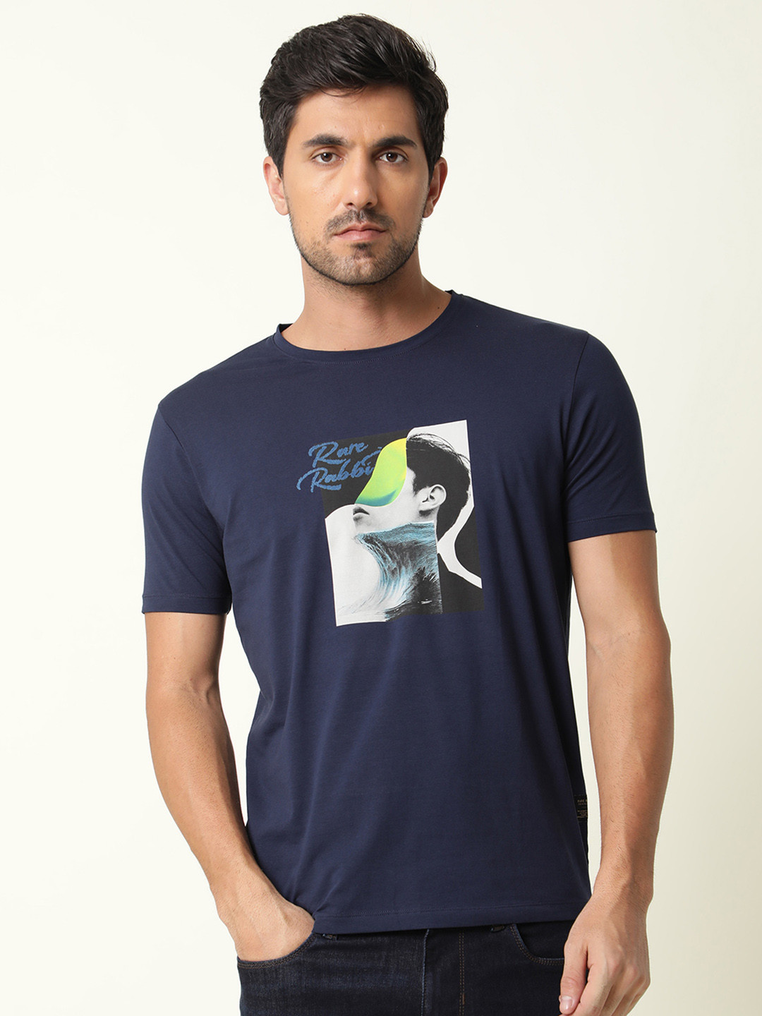 Buy RARE RABBIT Men Minx Graphic Printed Slim Fit T Shirt - Tshirts for ...