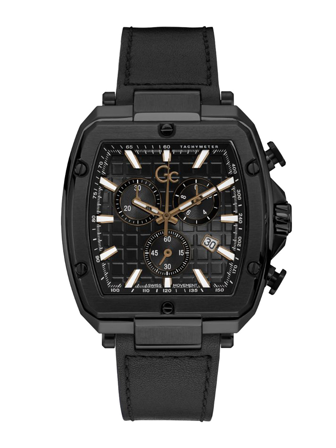 Buy GC Men Black Dial & Black Leather Straps Analogue Watch Y83003G2MF ...