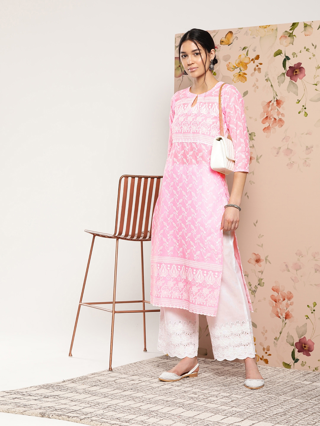 Buy Libas Women Ethnic Motifs Embroidered Keyhole Neck Thread Work