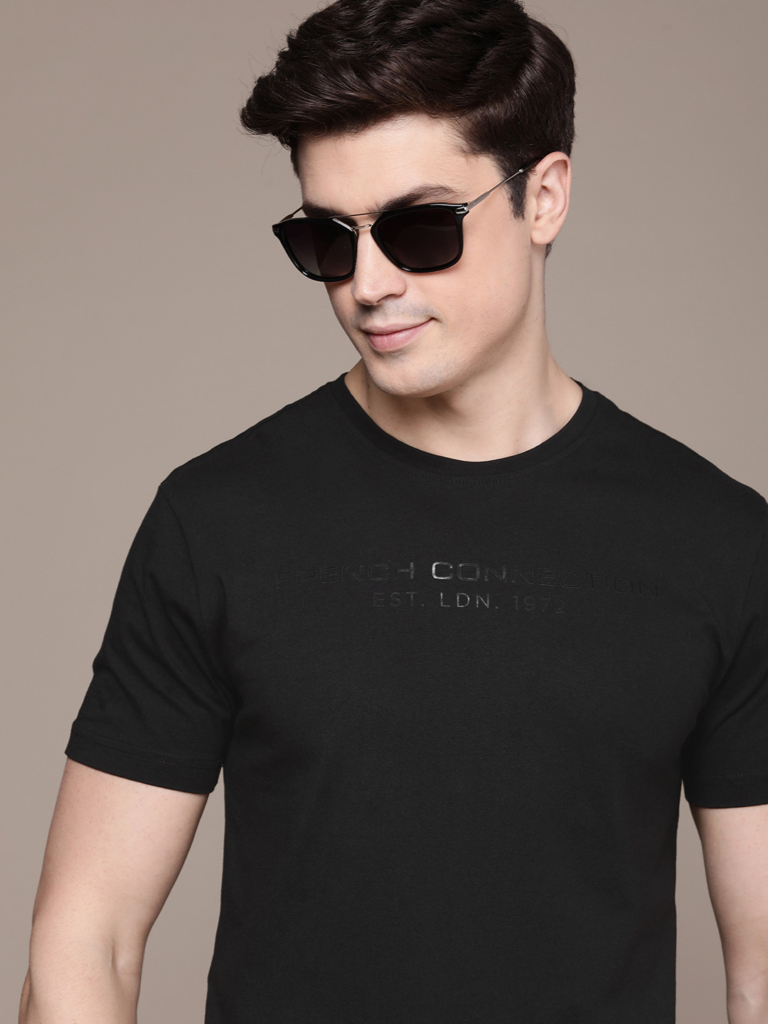 Buy French Connection Brand Logo Printed Pure Cotton T Shirt - Tshirts ...