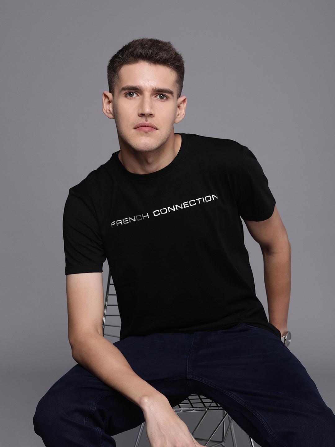 Buy French Connection Brand Logo Printed Pure Cotton T Shirt - Tshirts ...