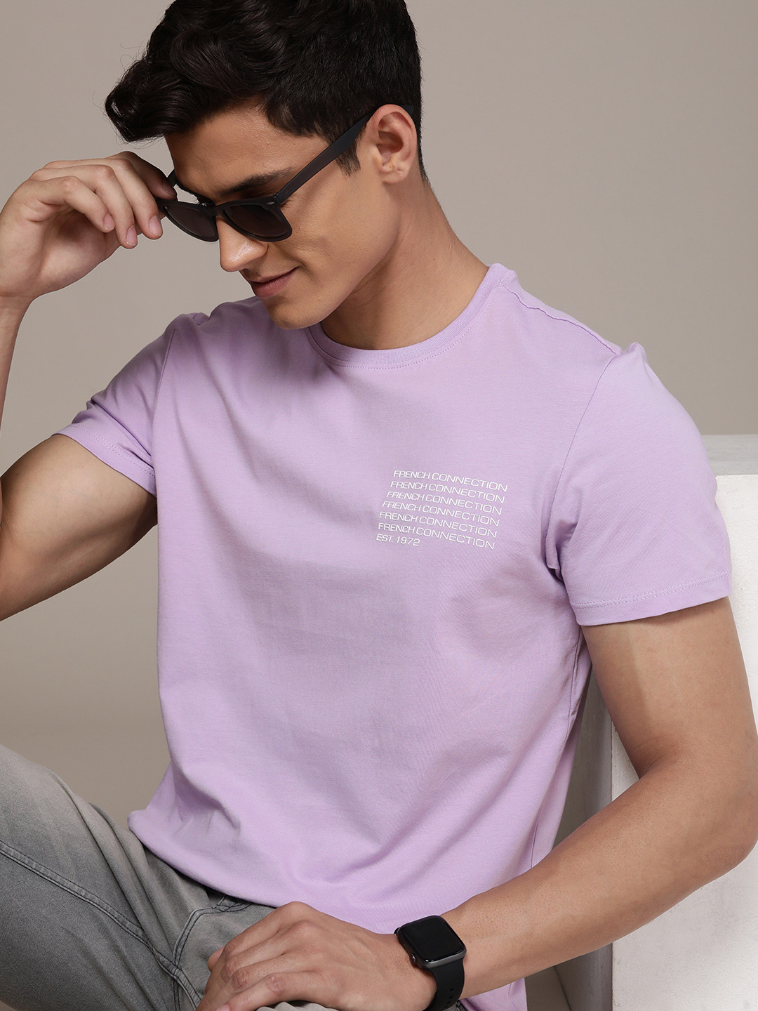 Buy French Connection Brand Logo Printed Pure Cotton T Shirt - Tshirts ...