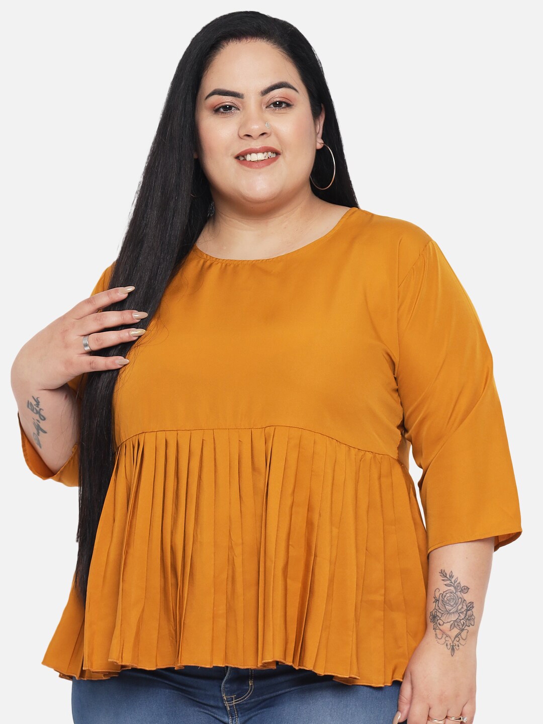 Buy Indietoga Plus Size Pleated Top Tops For Women 21520680 Myntra