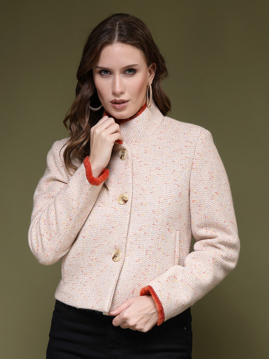 Buy Juelle Women Self Designed Single Breasted Pea Coat - Coats for ...