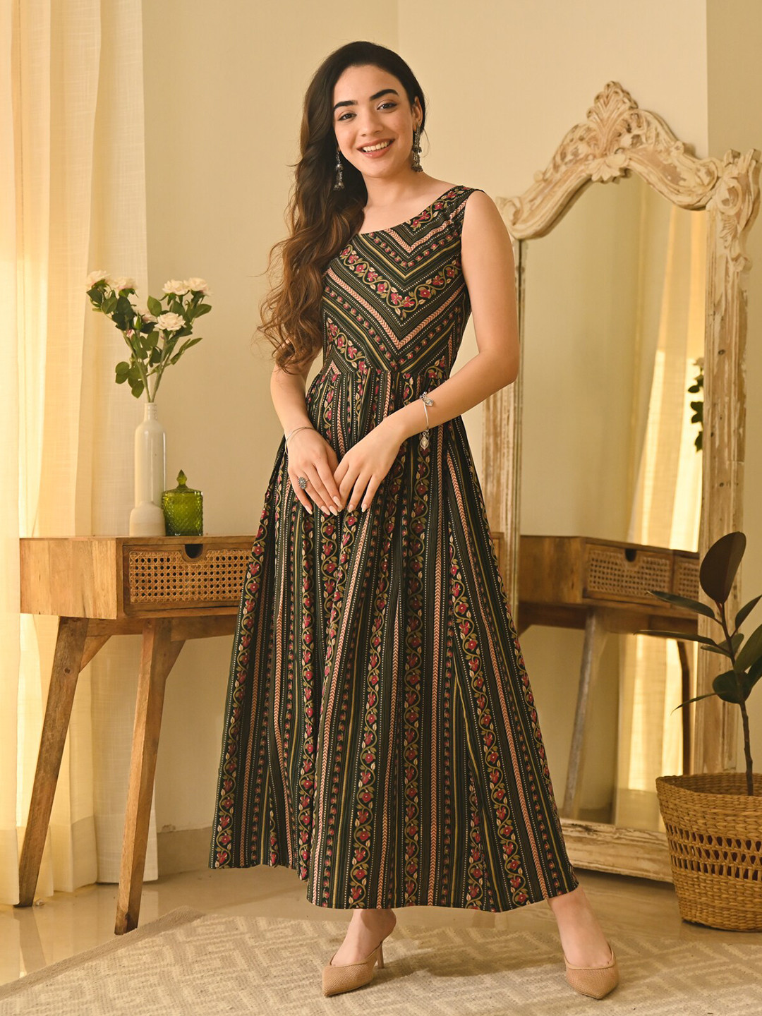 Buy Rustorange Ethnic Motifs Maxi Maxi Dress - Dresses for Women ...