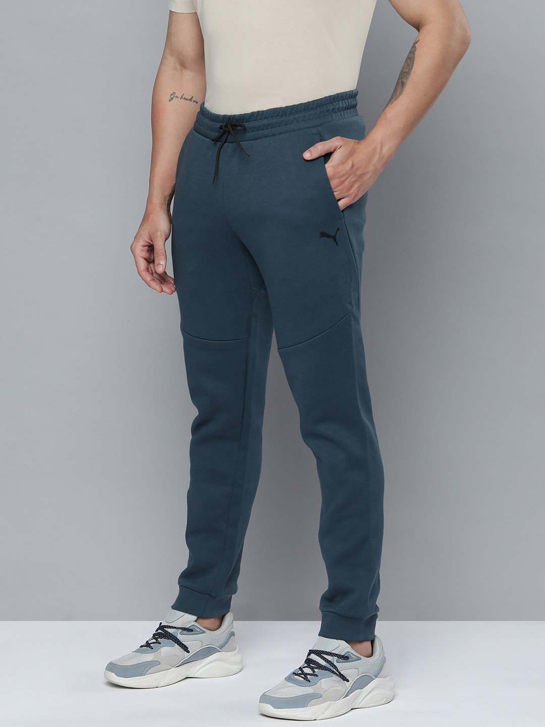 Buy Puma Men Blue Solid Tech Slim Fit Sports Pants - Track Pants for ...