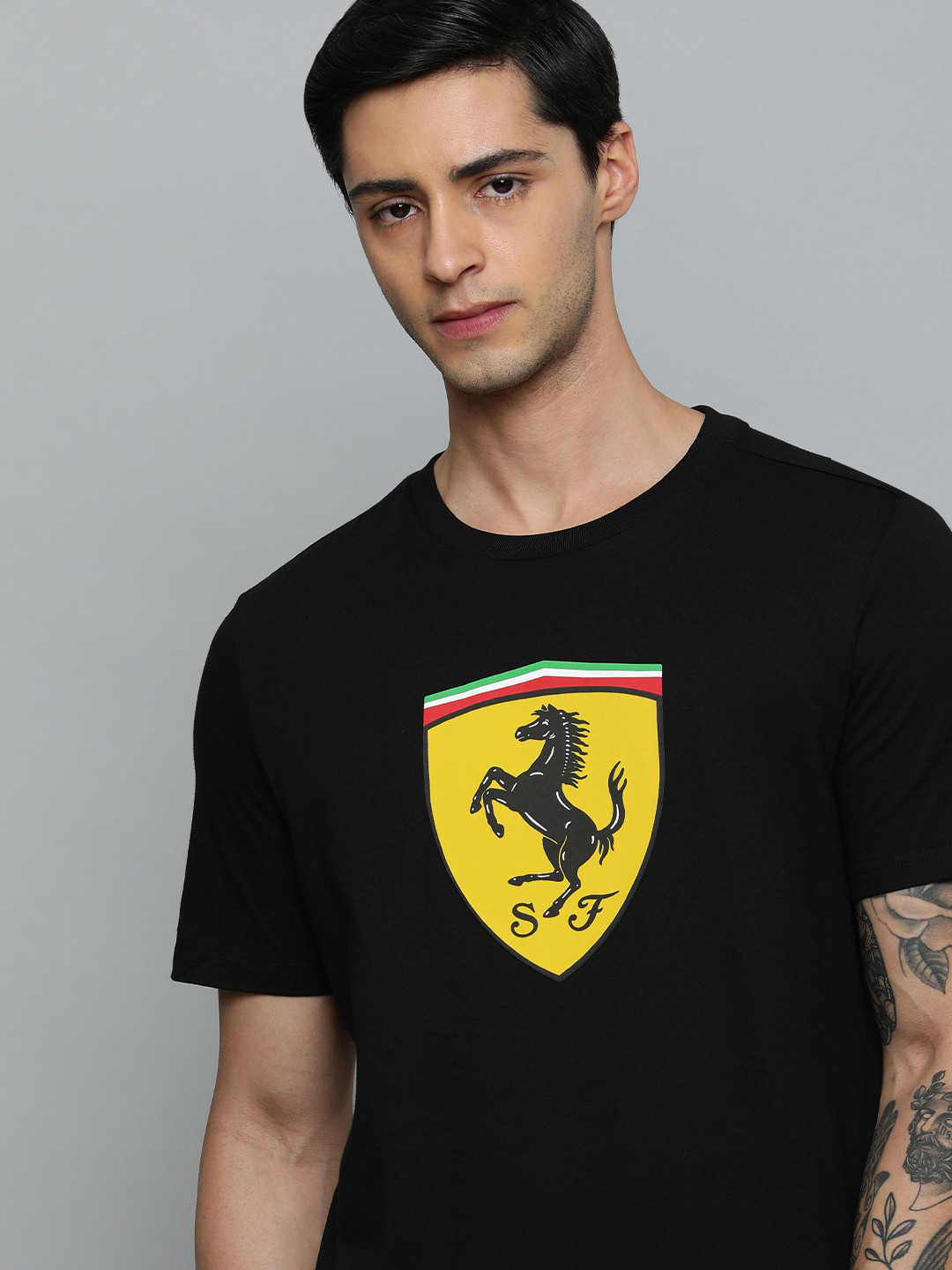 Buy PUMA Motorsport Men Brand Logo Printed Regular Fit Pure Cotton ...