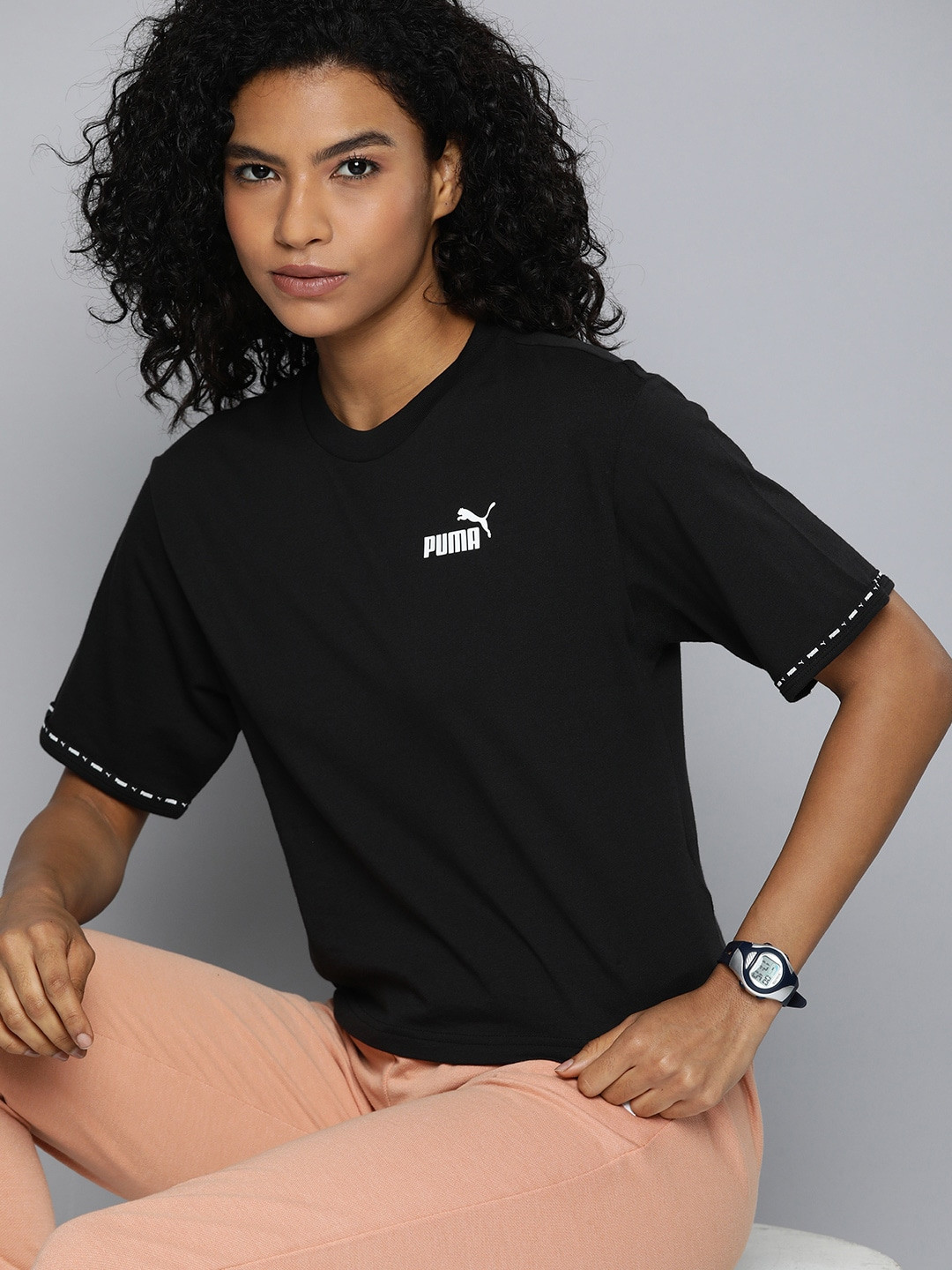 Buy Puma Brand Logo Pure Cotton Relaxed Fit T Shirt - Tshirts for Women ...