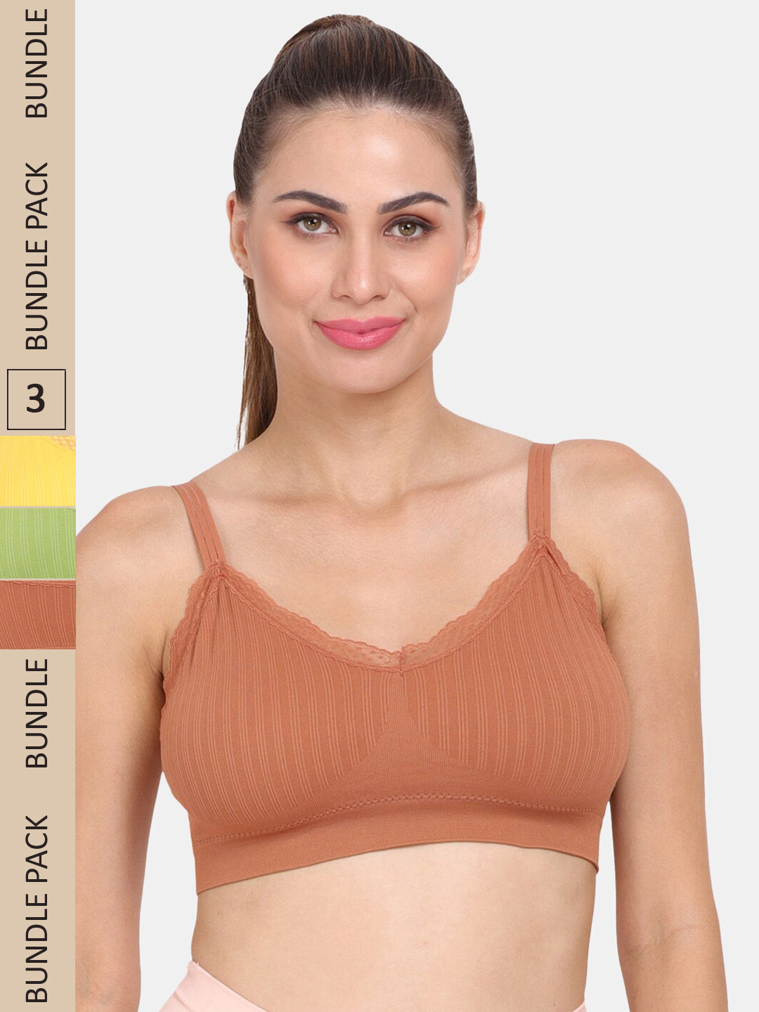 Buy Amour Secret Pack Of 3 Striped Seamless Lightly Padded Sports Bra - Bra for Women 21534490 ...