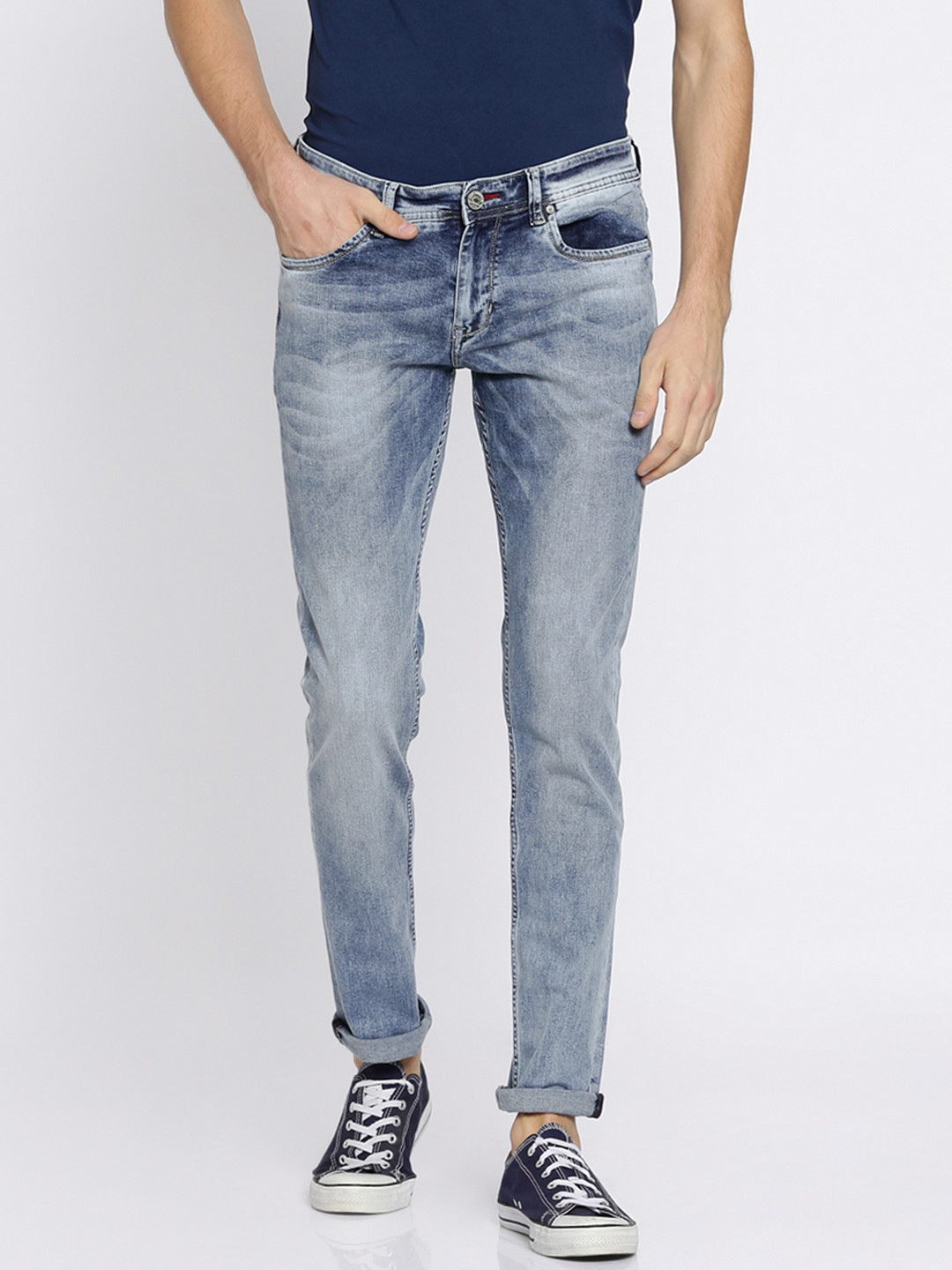 Buy Lee Cooper Men Blue Skinny Fit Low Rise Clean Look Stretchable ...