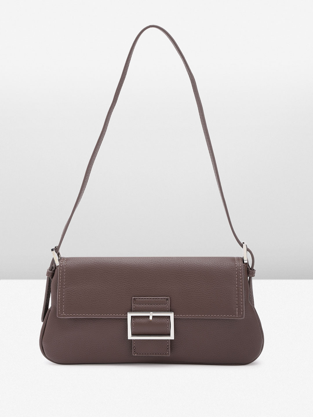 Buy MANGO Structured Baguette Bag With Buckle Detail - Handbags for ...